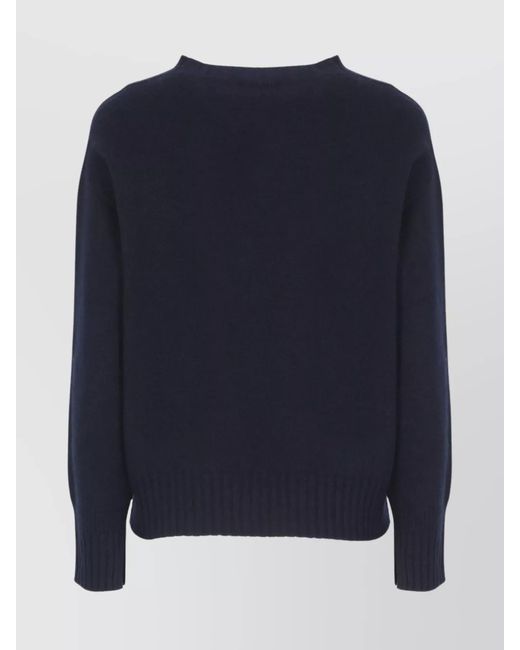 Vanisé Merino Wool Long Sleeve Crew Sweater in Blue | Lyst UK