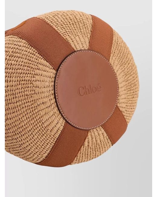 Chloé Woody Raffia Logo Handle Shoulder Bag in Brown | Lyst UK