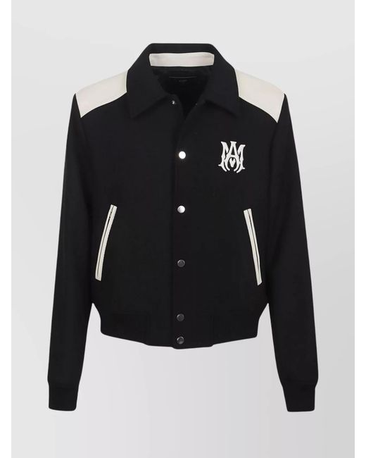 Amiri Ribbed Varsity Jacket Contrast Inserts in Black for Men | Lyst