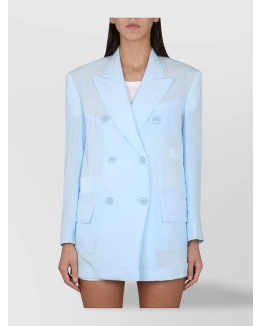 Max Mara Tailored Double-Breasted Jacket Featuring Back Vent in Blue | Lyst