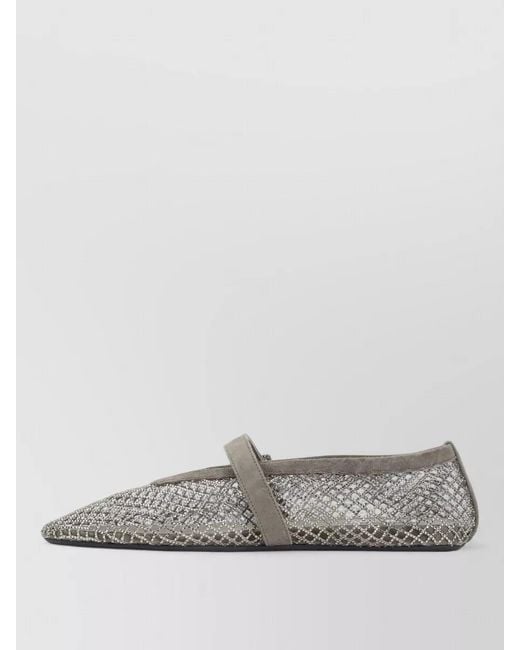Alaïa Ballet Flats Mesh Metallic Pointed Toe Design in Grey | Lyst UK