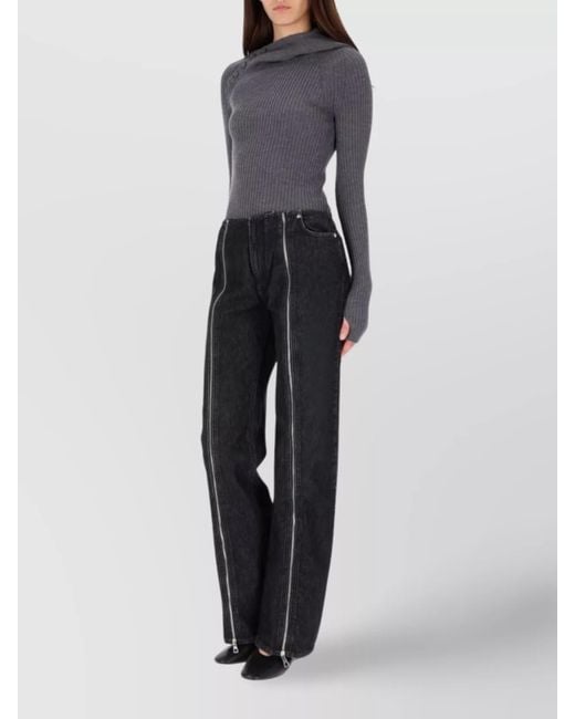 Jean Paul Gaultier Asymmetric Neck Long Sleeve Knitwear Top in Grey ...