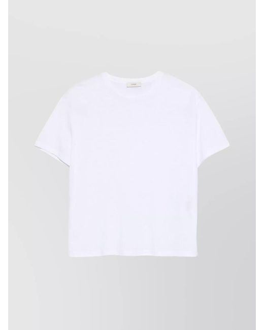 TOTEME Straight Hem Round Neck Cotton T-Shirt in White | Lyst UK