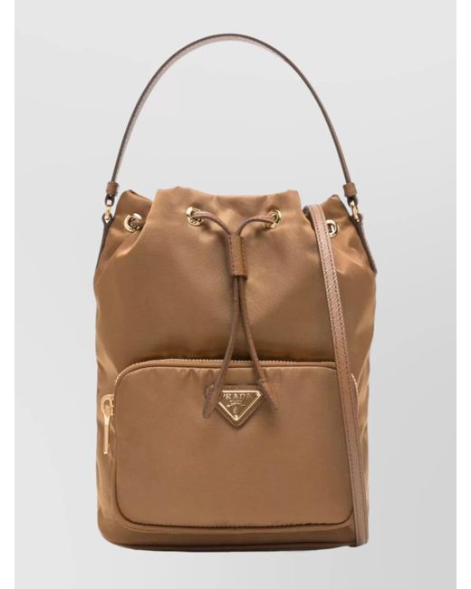 Prada Re-Nylon Bucket Tote Bag in Brown | Lyst