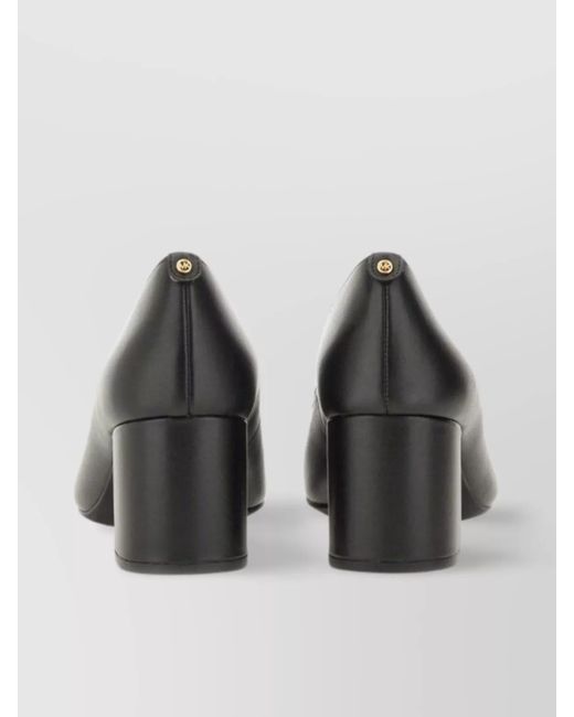 Michael Kors Block Heel Round Toe Pumps With Patent Cap in Black | Lyst UK