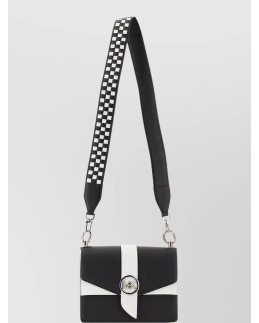 Michael Kors Greenwich Two-Tone Checkered Strap Shoulder Bag in White | Lyst