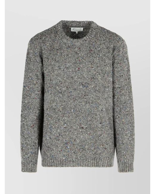 Maison Margiela Textured Knit Virgin Wool Crew Neck Sweater in Gray for ...