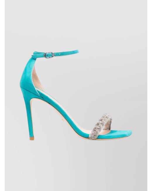 Stuart Weitzman Suede Leather Sandals in Blue | Lyst UK