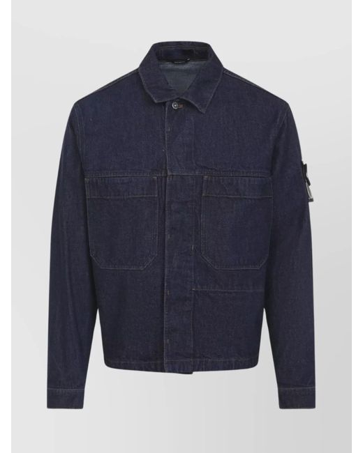 Stone Island Stylish Jacket With Chest Pockets And Arm Patch in Blue ...