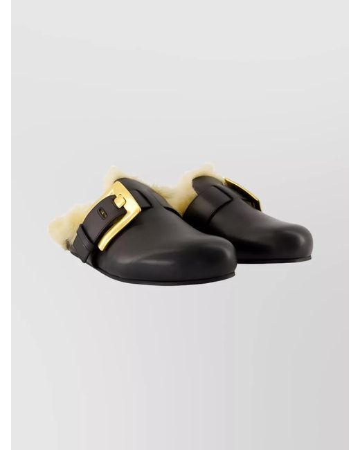 Balmain Leather Mules Buckle in Black for Men | Lyst UK