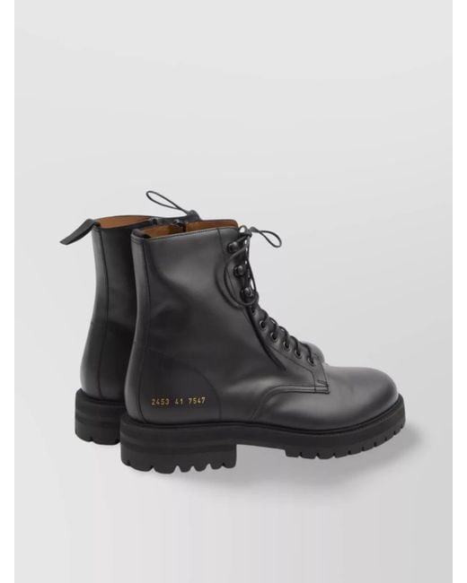 Common Projects Military Style Leather Combat Boots in Black for Men ...