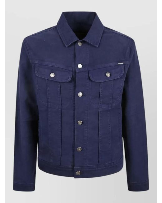 Tom Ford Nylon Silk Collared Jacket Chest Pockets in Blue for Men | Lyst UK