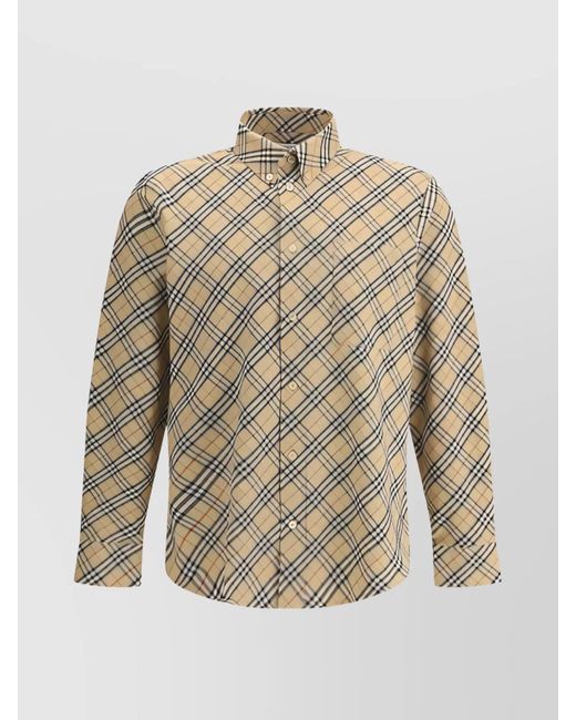 Burberry Check Shirt With Button-Down Collar And Chest Pocket in White for Men | Lyst UK
