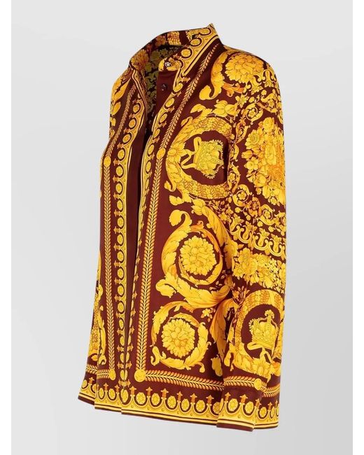 Versace Barocco Silk Shirt Pattern in Yellow | Lyst UK