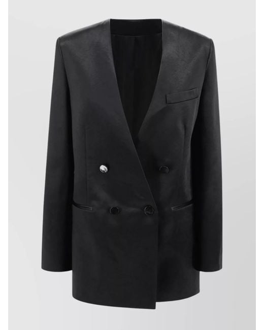 Philosophy Double-Breasted Blazer Featuring Button Detailing in Black ...