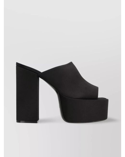 Paris Texas Satin Block Heel Mules With Open Toe in Black | Lyst