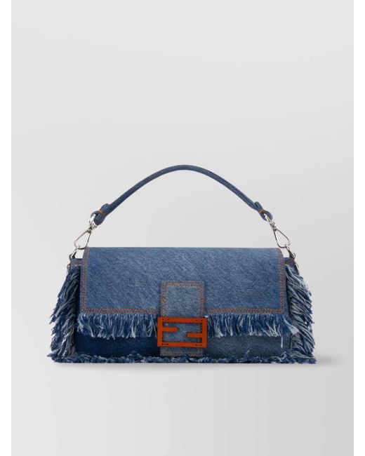 Fendi Messenger Bag Fringed Metal Hardware in Blue for Men | Lyst