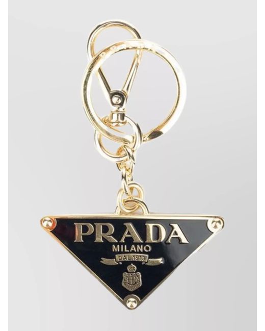 Prada Keyring Triangle Shape-Tone Hardware Attachment in White | Lyst