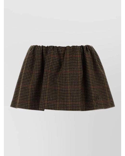 Miu Miu Houndstooth Check Embroidered Mini Skirt in Black | Lyst UK