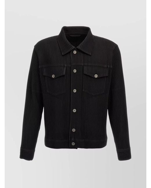 Homme Plissé Issey Miyake Jacket Wool-Like Chest Pockets Ribbed Texture ...