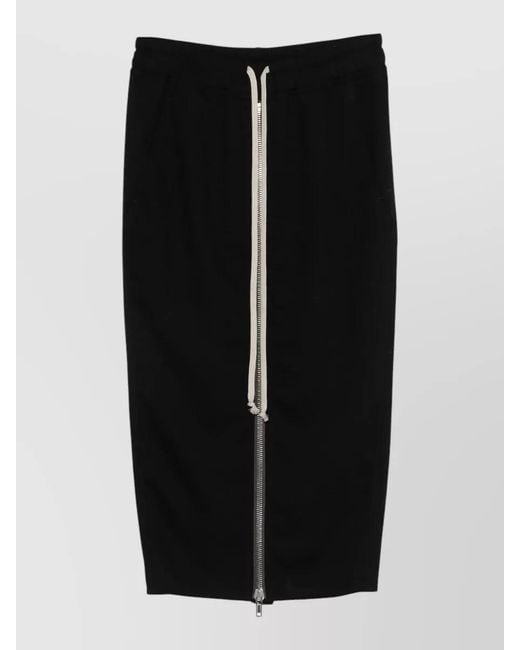 Rick Owens Zipped Midi Skirt Back Slit Pockets in Black | Lyst UK