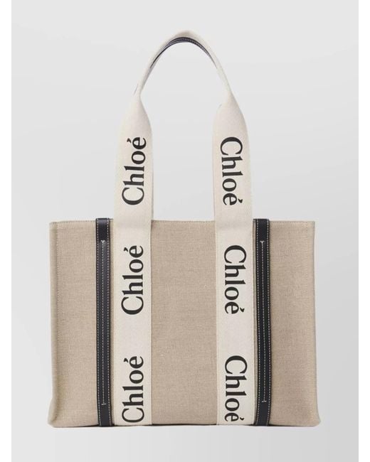 Chloé Structured Woody Tote Bag in Natural | Lyst