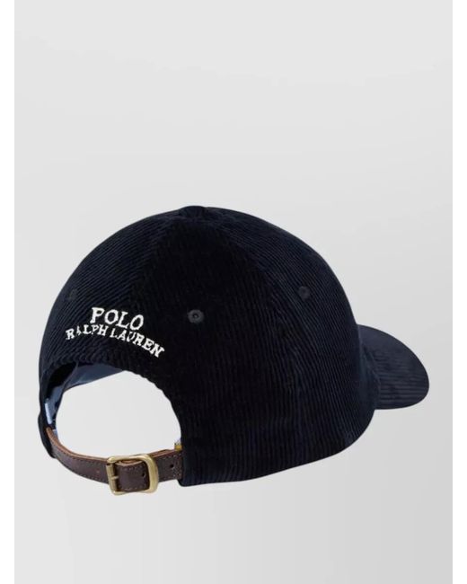 Ralph Lauren Logo Cap Curved Brim Corduroy Texture in Blue for Men ...