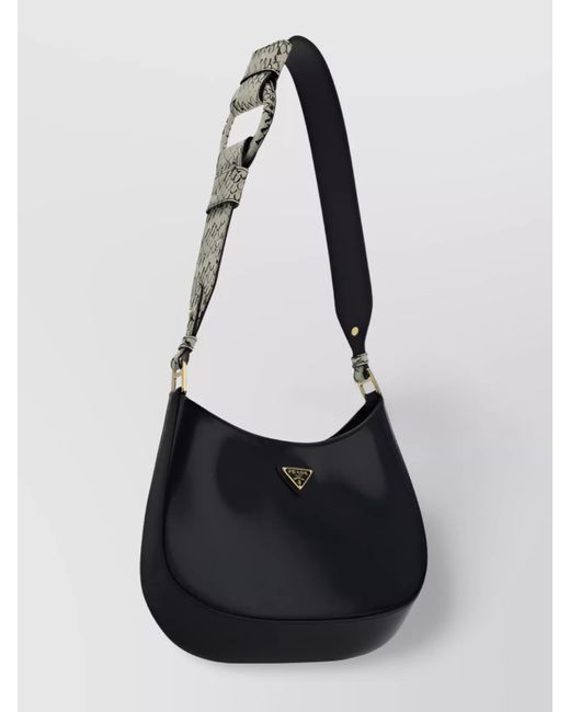 Prada Compact Leather Shoulder Bag With Python Strap in White | Lyst UK