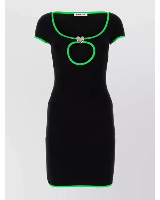 Ambush Heart Hole Viscose Mini Dress in Black | Lyst UK