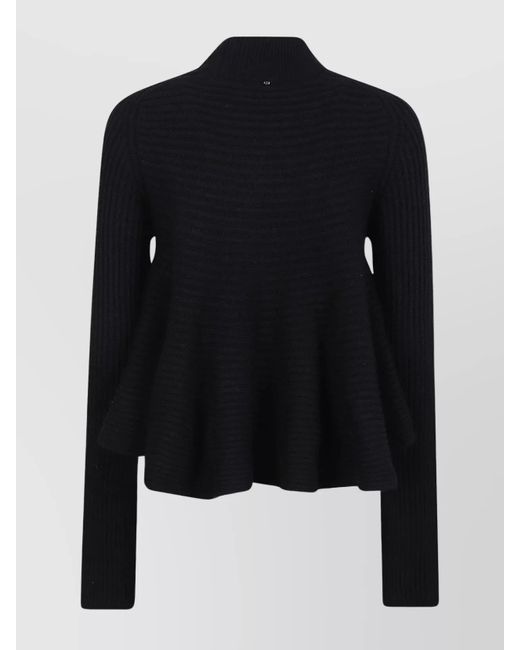 Max Mara Baby Doll Knit Top With Flared Hem in Black | Lyst UK