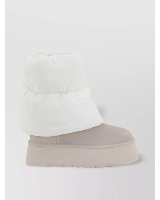 UGG Mini Puffer Boots With Knurled Platform Sole in White | Lyst