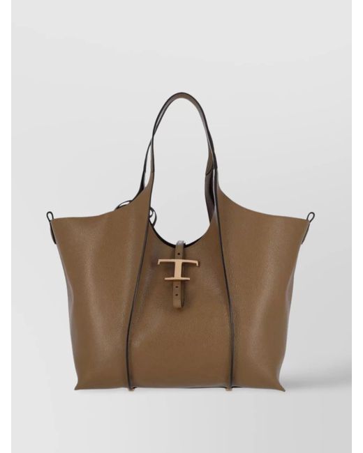 Tod's Tote Bag Structured Dual Handles in Brown | Lyst