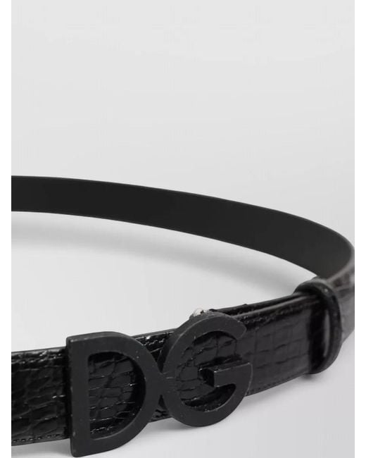 Dolce & Gabbana Leather Belt Crocodile Effect Matte Dg Buckle in Grey ...