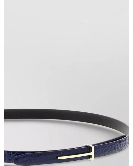 Tom Ford Slim Belt Crocodile Texture Design in White | Lyst UK