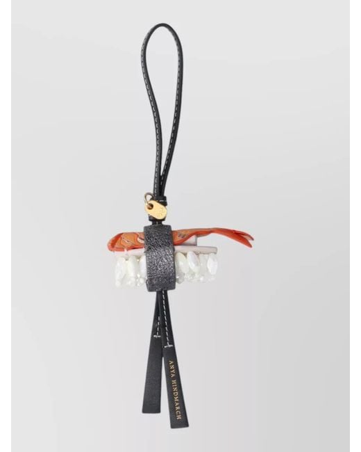 Anya Hindmarch Lobster Leather Strap Keyring Hardware in White | Lyst UK