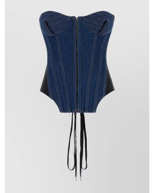 Jean Paul Gaultier Bodice With Denim Panels And Lace-Up Back in Blue | Lyst