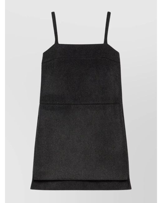 Max Mara Short Wool Felt Dress in Black | Lyst UK
