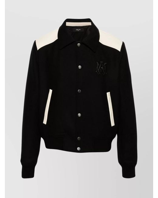 Amiri Collared Wool Jacket With Contrast Shoulder Panels in Black for ...