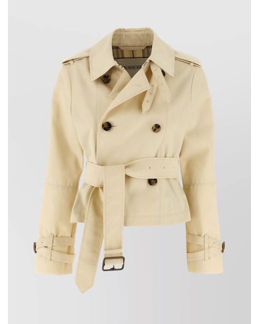Burberry Short Trench Coat With Belt And Buckle in Natural | Lyst