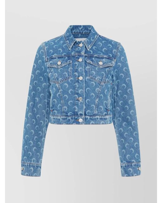 Marine Serre Lunar Laser Print Denim Jacket in Blue | Lyst UK