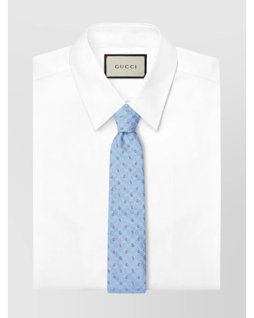 Gucci Jacquard Silk Tie Floral Pattern in Blue for Men | Lyst