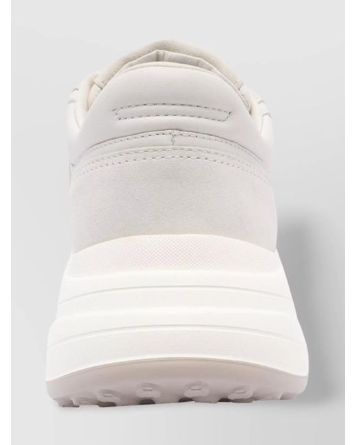 Hogan Round Toe Leather Sneakers With Contrast Paneling in Natural ...