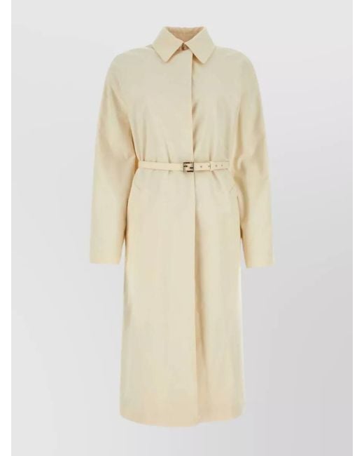 Fendi Coat With Belted Waist And Back Vent in Natural | Lyst