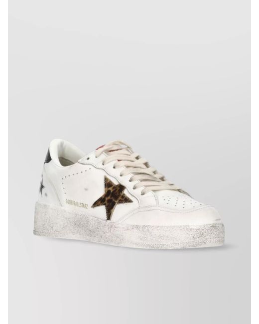 Golden Goose Distressed Leather Sneakers Raised Sole in Natural | Lyst UK