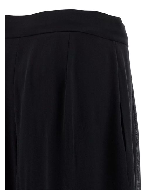 Alberta Ferretti Wide Leg Silk Trousers With Sheer Panels in Black ...