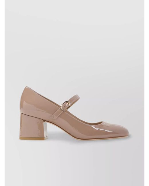Stuart Weitzman Mary Jane Style Block Heel Pumps in Pink | Lyst UK