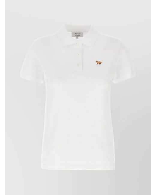 Maison Kitsuné 'Little Fox' Polo Shirt in White | Lyst UK