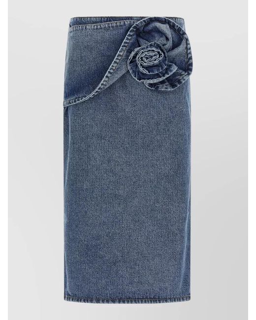 Magda Butrym High Waist Skirt Floral Detail Slit in Blue | Lyst UK