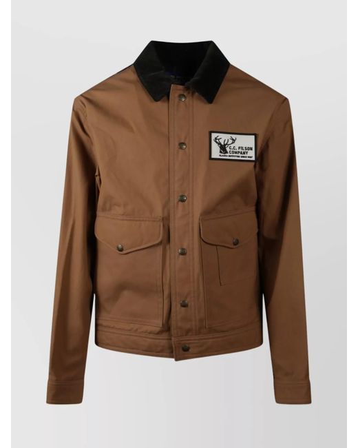 Junya Watanabe Cotton Wool Work Jacket With Contrast Collar in Brown ...
