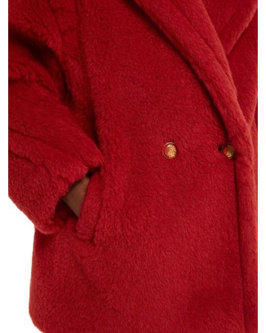 Max Mara Short Teddy Bear Icon Coat Alpaca Wool in Red | Lyst UK